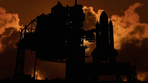 NASA Space Shuttle Silhouette: Rocket, S... | Stock Video | Pond5
