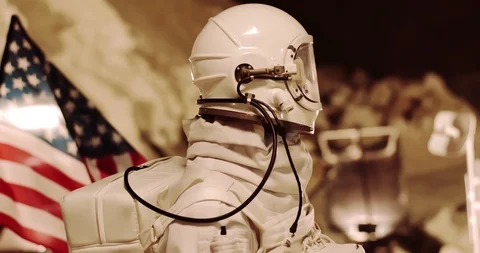 NASA spaceman in special white armor wit... | Stock Video | Pond5