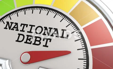 National debt level measuring scale with color indicator: Graphic ...