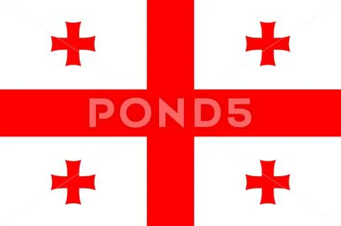 National ensign of Georgia. Five cross flag, The white and red national ...