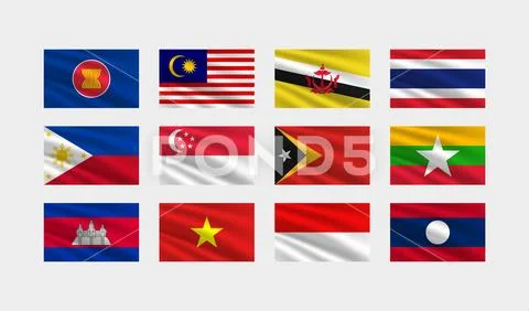 National Flag of All ASEAN Countries. Set of ASEAN country Flag ...