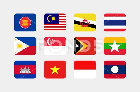 National Flag of All ASEAN Countries. Set of ASEAN country Flag ...
