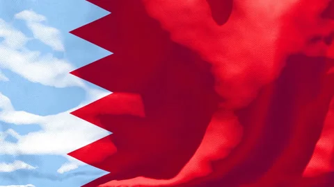 The national flag of Bahrain is flying i... | Stock Video | Pond5