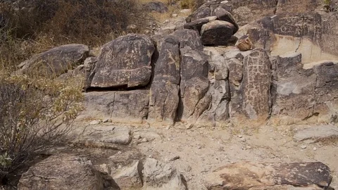 Native American Markings on Desert Rock | Stock Video | Pond5