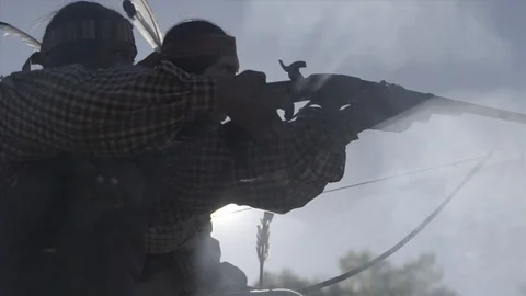 Native American Warriors Fire Repeating ... | Stock Video | Pond5