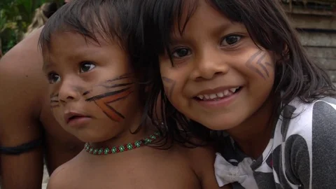Native Brazilian Children from Tupi Guar... | Stock Video | Pond5