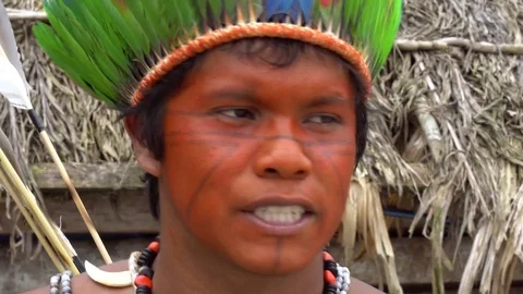 Native Brazilian man from Tupi Guarani T... | Stock Video | Pond5