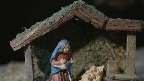 Nativity scene with the Virgin Mary and ... | Stock Video | Pond5