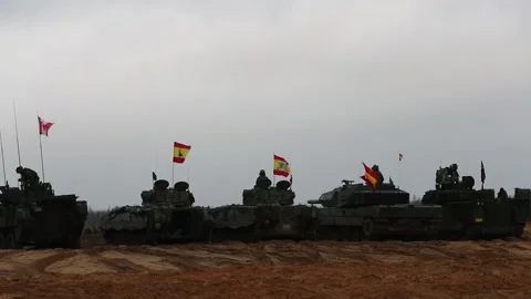 NATO conducts 'Iron Spear' tank exercise... | Stock Video | Pond5