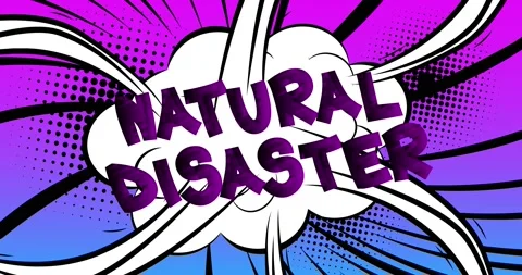 Natural Disaster. Comic book word text w... | Stock Video | Pond5