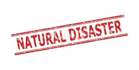 NATURAL DISASTER Stamp with Unclean Style and Double Parallel Lines ...