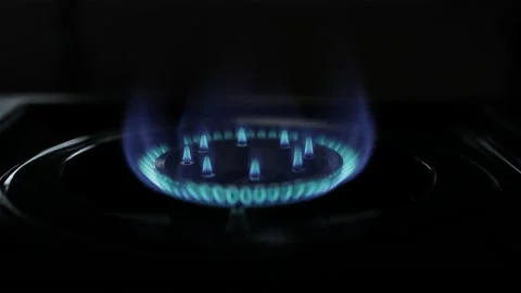 Natural gas blue fire flame on kitchen b... | Stock Video | Pond5