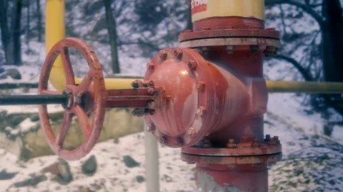 Natural gas main pipes of yellow color a... | Stock Video | Pond5