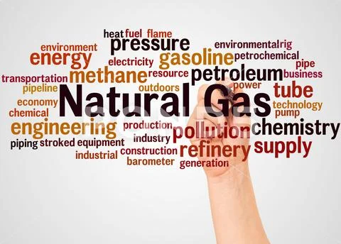 Natural Gas word cloud and hand with marker concept ~ Hi Res #96706068