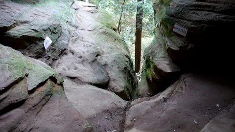A Natural Stone Window from a Cave Overl... | Stock Video | Pond5