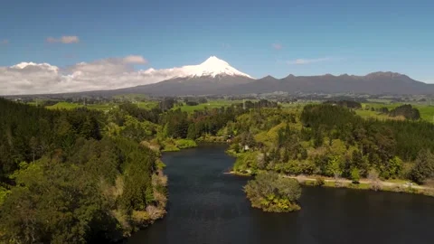 Natural wonder of Taranaki volcano and a... | Stock Video | Pond5