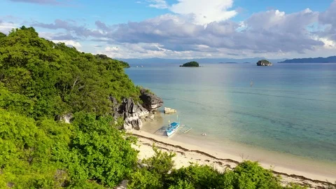 Nature landscape. Rocks and tropical bea... | Stock Video | Pond5