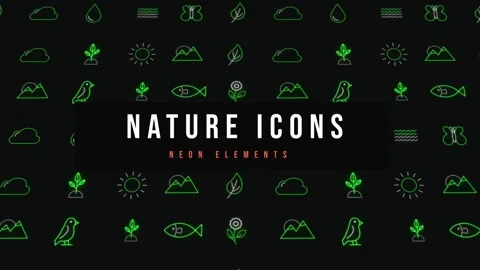 Nature Neon Icons ~ After Effects Project #280061633 | Pond5