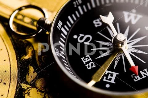 Navigation earth, Compass, ambient light travel theme Stock Photo ...
