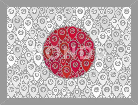 Navigation Japan Flag - Collage with Map Markers: Royalty Free #158141574