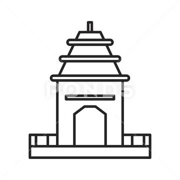 Navratri temple ratha yatra line style icon Illustration #138445004