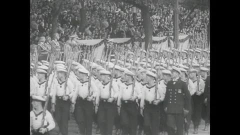 Nazi parade with Hitler and Mussolini, G... | Stock Video | Pond5
