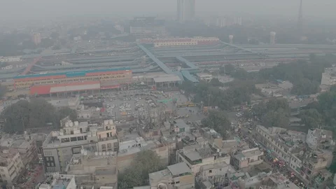 NDLS Rail station, Delhi, India, 4k aeri... | Stock Video | Pond5
