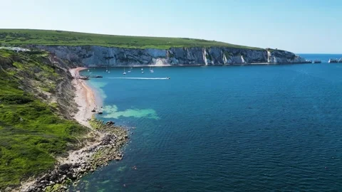 Needles beach, Isle of Wight, UK 2023 - ... | Stock Video | Pond5