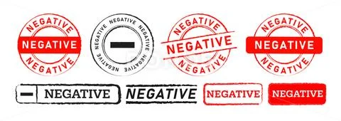 Negative red and black color rubber stamp labels ticker sign for ...