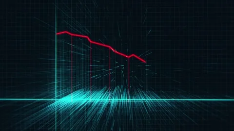Negative red line graph falling down due... | Stock Video | Pond5