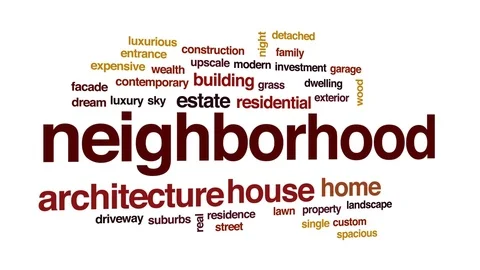 Neighborhood animated word cloud, text d... | Stock Video | Pond5