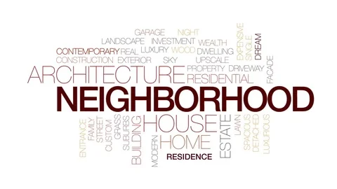 Neighborhood animated word cloud, text d... | Stock Video | Pond5