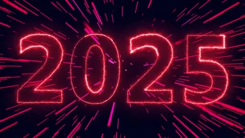 Neon 2025 in electric red on pink and bl... | Stock Video | Pond5