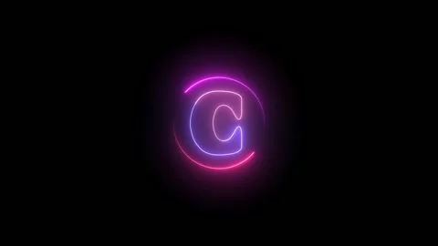 Neon alphabet letter C animation on blac... | Stock Video | Pond5