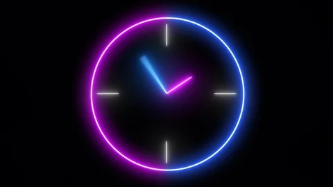 Neon analog clock. | Stock Video | Pond5
