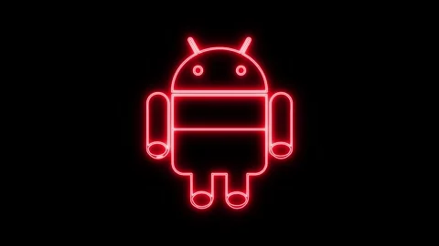 Neon Android logo animated on a black ba... | Stock Video | Pond5