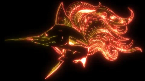 neon animation of atlantic swordfish mar... | Stock Video | Pond5