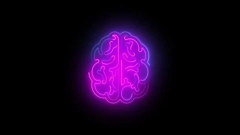 neon animation of brain sign clip art | Stock Video | Pond5