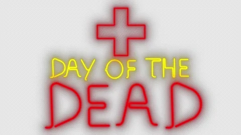 Neon animation Day of the Dead with a cr... | Stock Video | Pond5