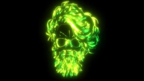 neon animation of human skull | Stock Video | Pond5