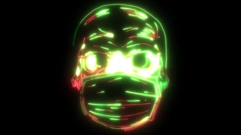 neon animation of human skull | Stock Video | Pond5