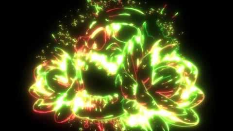 neon animation of human skull | Stock Video | Pond5