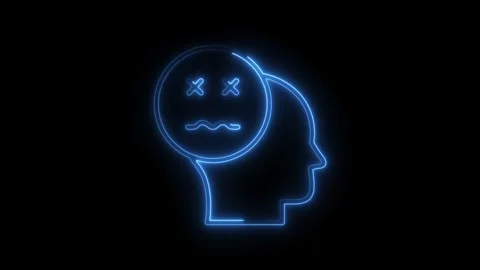 Neon animation of mental health issues d... | Stock Video | Pond5