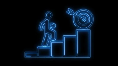 Neon Animation of a Person Climbing Stai... | Stock Video | Pond5