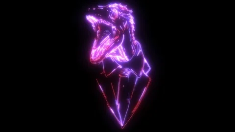 neon animation of Velociraptor Dinosaur | Stock Video | Pond5