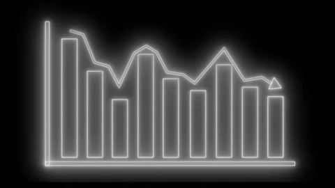 Neon Bar Chart with Line Graph Overlay, ... | Stock Video | Pond5