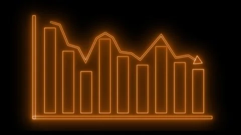 Neon Bar Chart with Line Graph Overlay, ... | Stock Video | Pond5