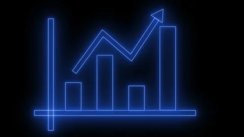 Neon Bar Chart with Upward Trend Arrow A... | Stock Video | Pond5
