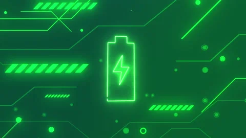 Neon battery charging in a technological... | Stock Video | Pond5