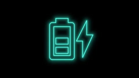 Neon battery icon with charge symbol ani... | Stock Video | Pond5